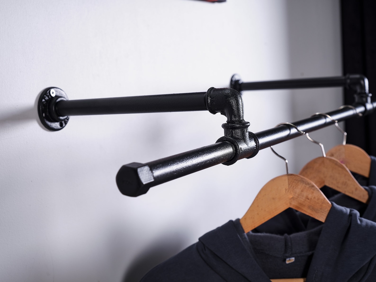Wall Mounted Clothes Rack, Industrial Clothing Rack, Pipe Clothes ...