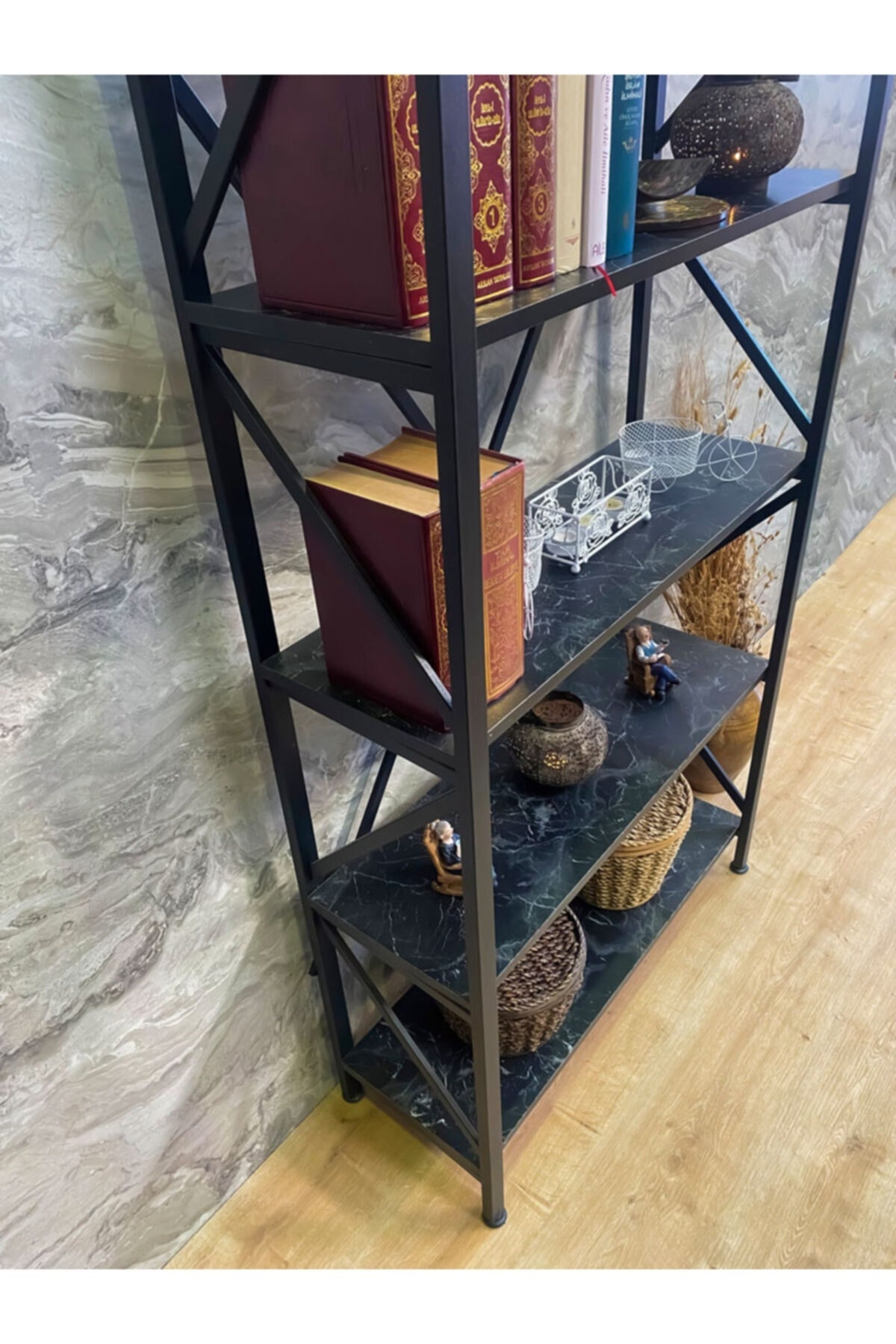 Marble Design Industrial Bookshelves Bookcase for Home, Office, Living ...
