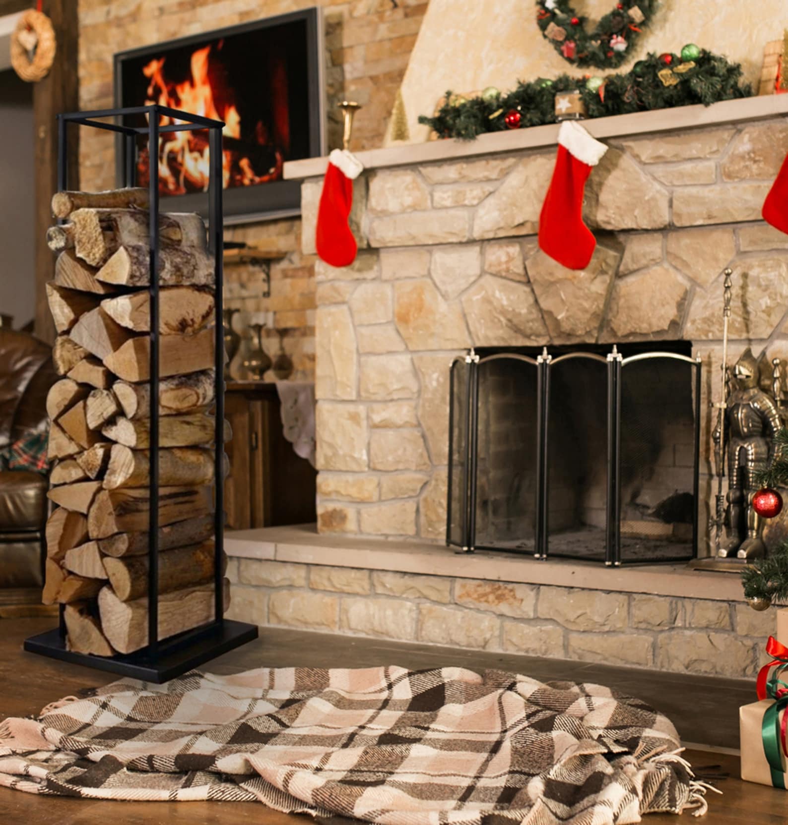 Firewood Holder Metal Firewood Rack Indoor Outdoor - Etsy