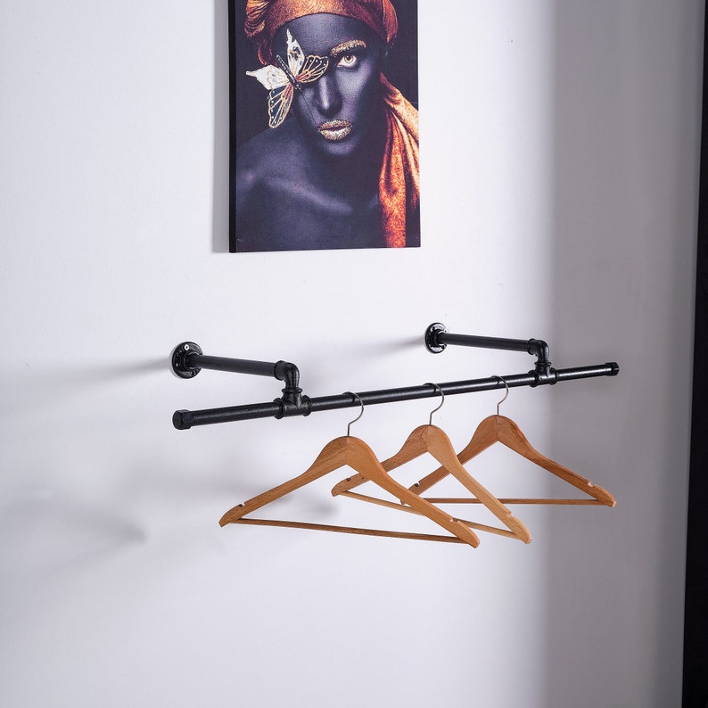 Wall Mounted Clothes Rack, Industrial Clothing Rack, Pipe Clothes ...
