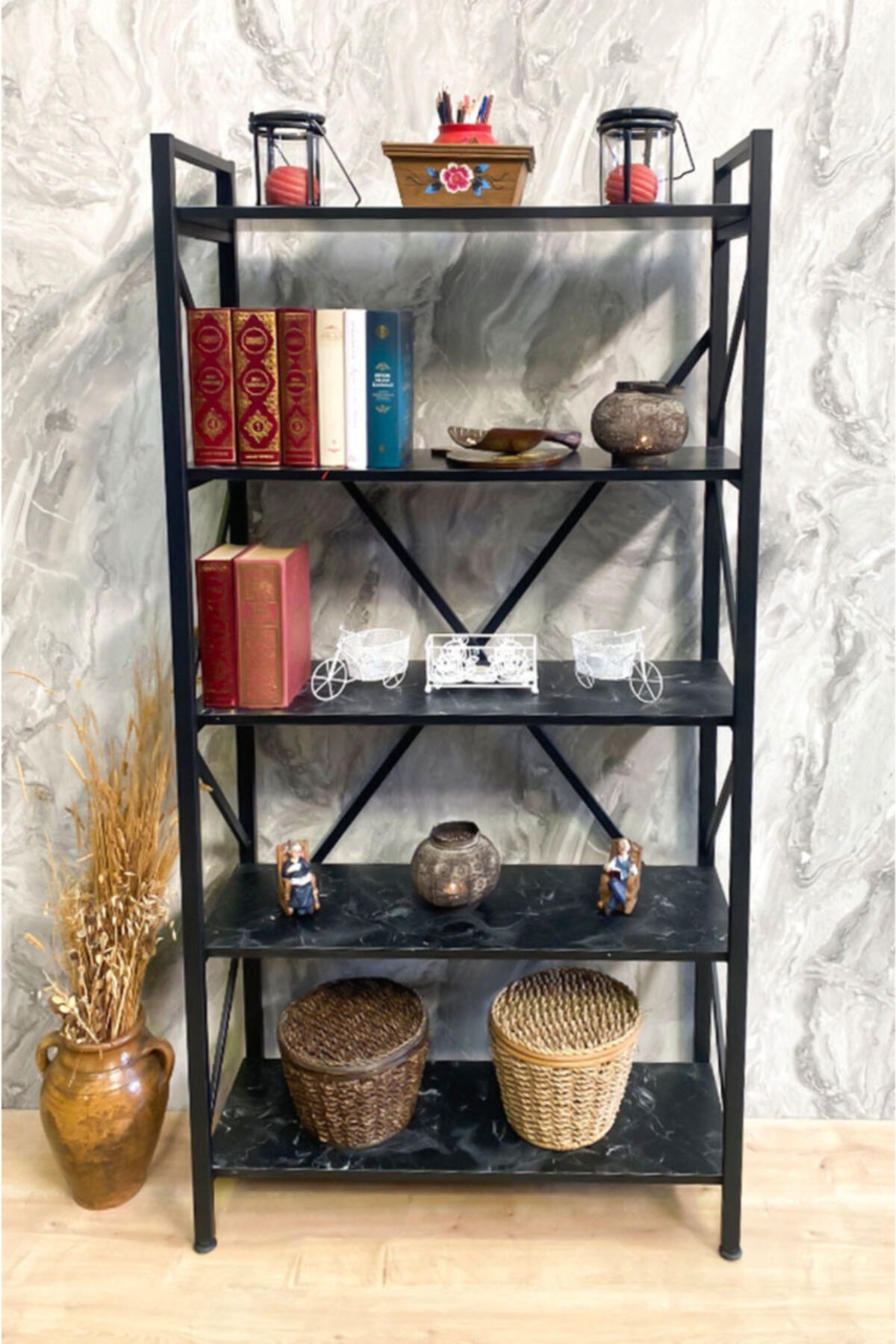 Marble Design Industrial Bookshelves Bookcase for Home, Office, Living ...