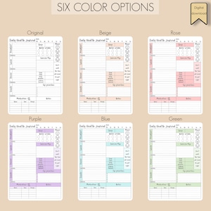 Daily Health & Food Journal | Medication, Calorie, Vitamins Tracker ...