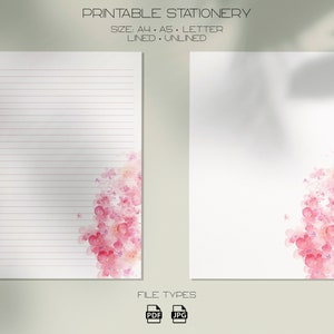 Printable Stationery • Unlined Digital Letter Writing Paper • A4/a5 ...