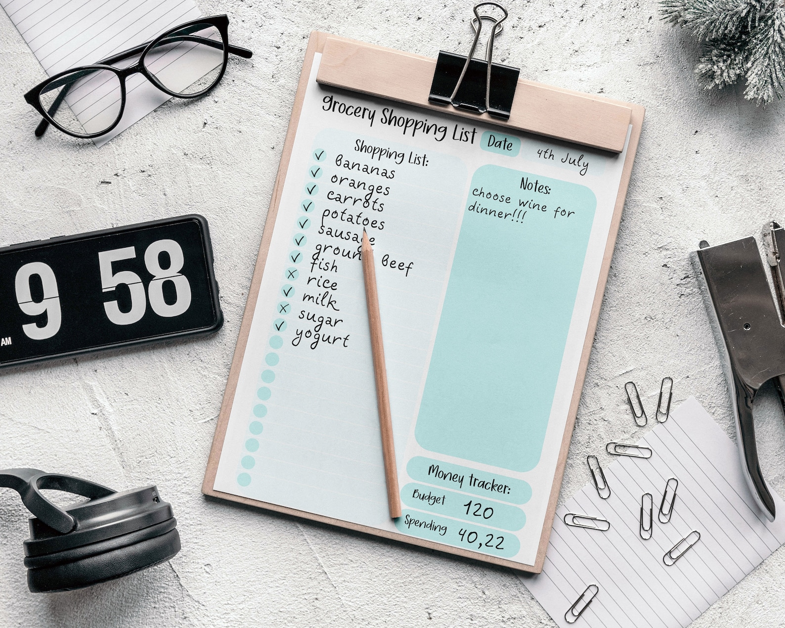 Meal Planner Printable Food Journal Grocery List Daily - Etsy