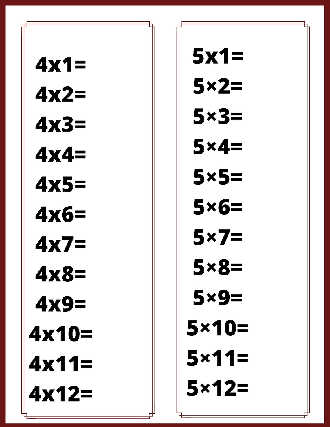Printable Multiplication, Table 1 to 15, Easy to Remember. - Etsy