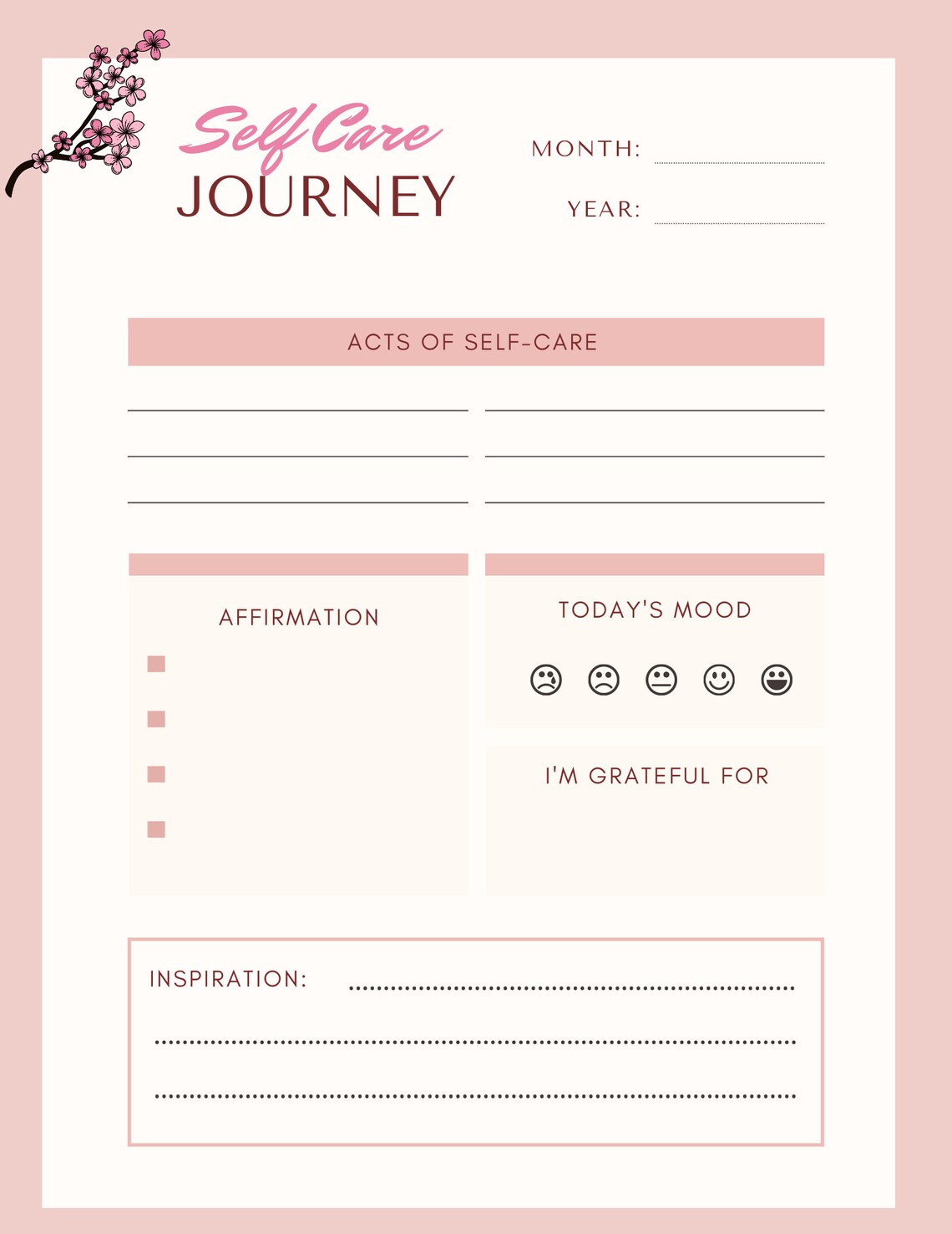 Self Care Planner/self Care Plan Template/ Self Care Planner/self Care ...
