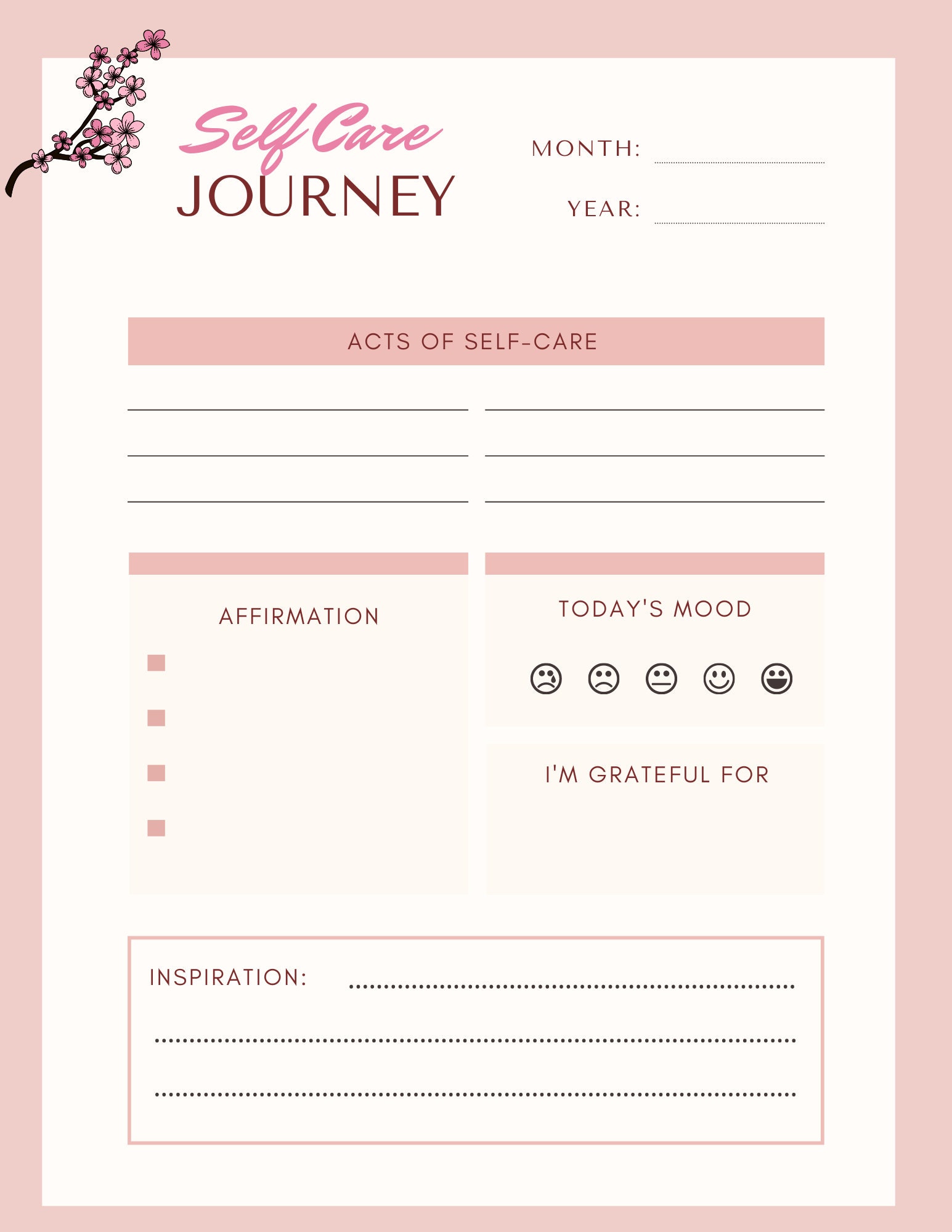 Self Care Planner/self Care Plan Template/ Self Care Planner/self Care ...