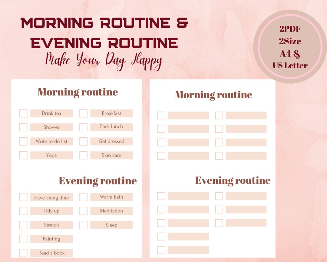 Editable Daily Checklist, Daily Routine, Printable Daily Routine ...