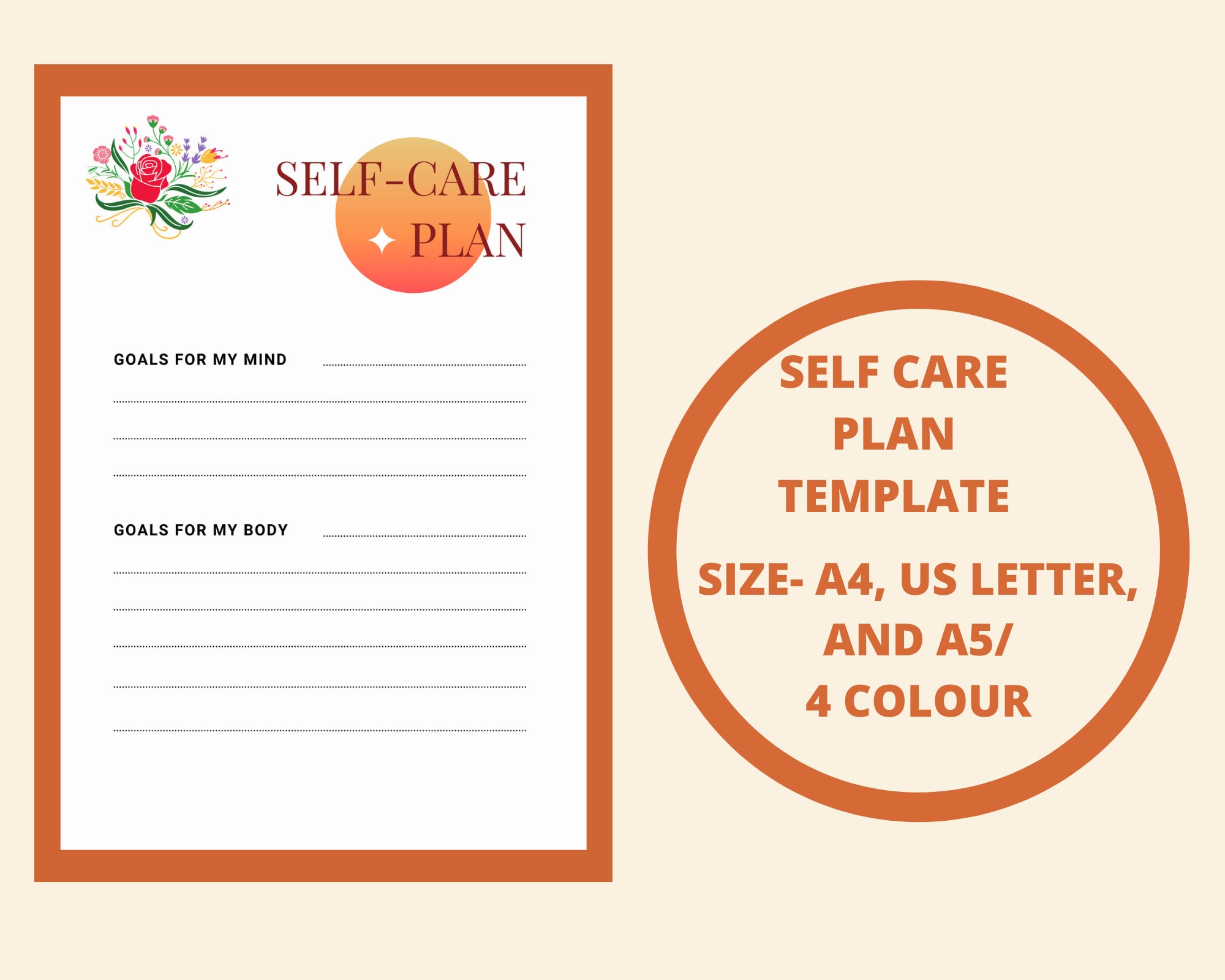 Self Care Plan Template/ Self Care Planner/self Care Tracker Printable ...