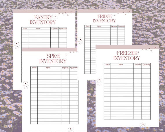 KITCHEN INVENTORY PRINTABLES Pantry Spice Fridge Freezer | Etsy