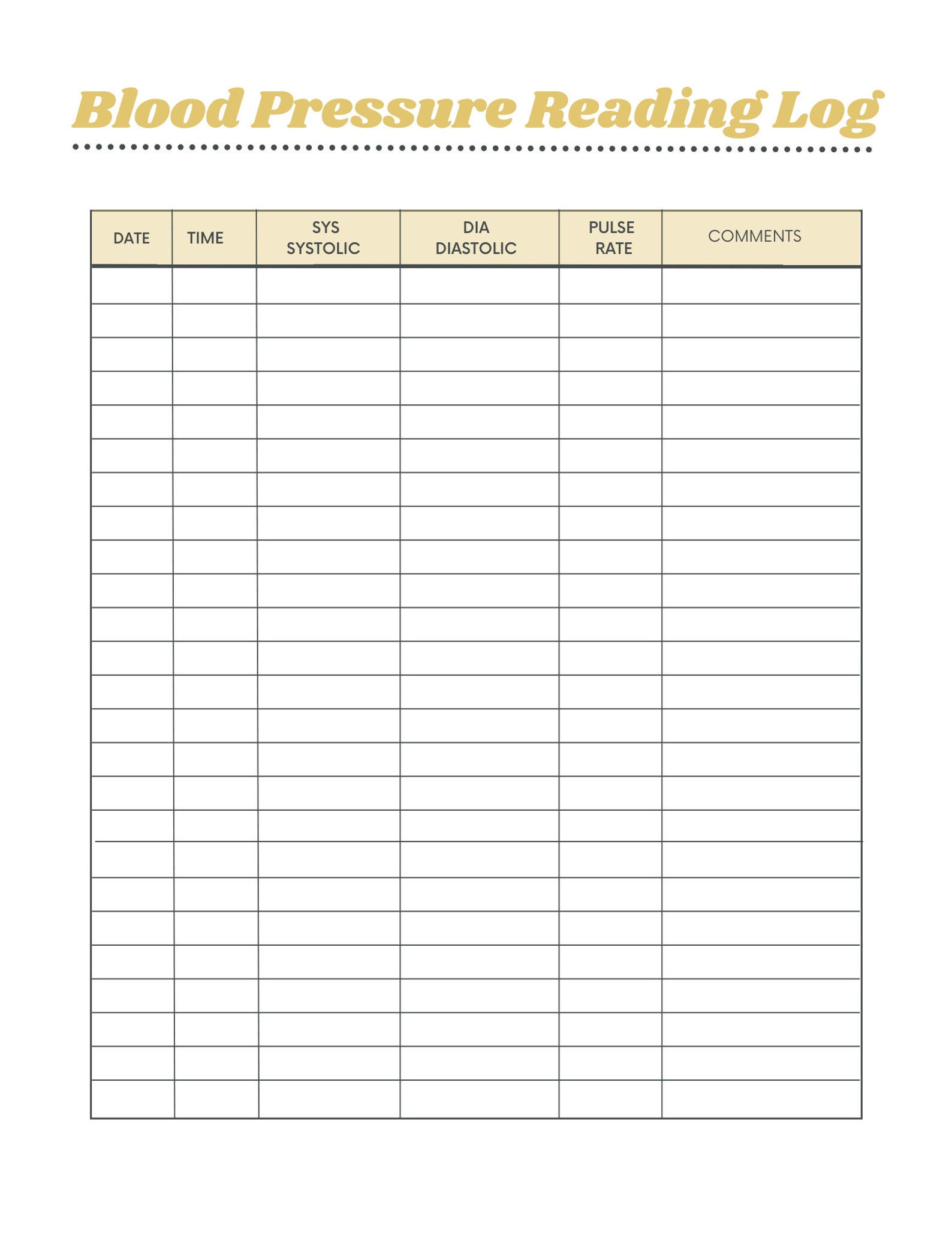 BLOOD PRESSURE Reading Log Printable, Blood Pressure Tracker, BP ...