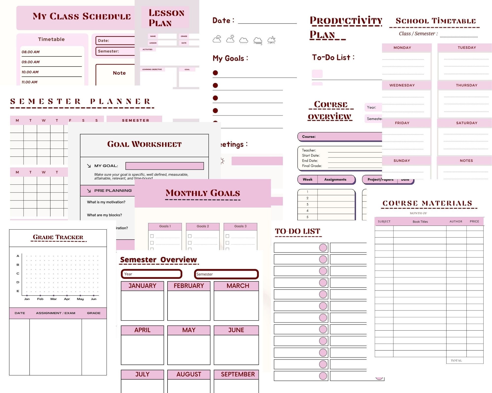 Student Planner, Study Planner, Project Schedule, Semester Plan ...