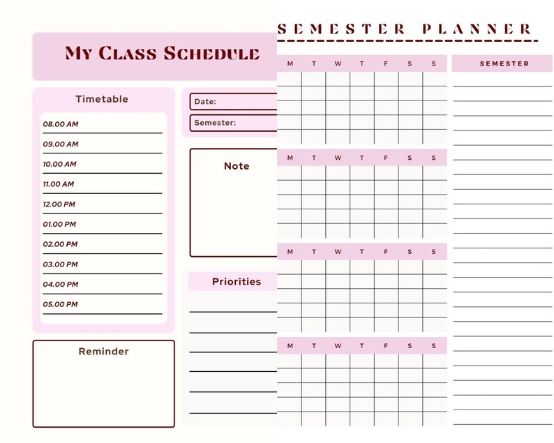 Student Planner, Study Planner, Project Schedule, Semester Plan ...