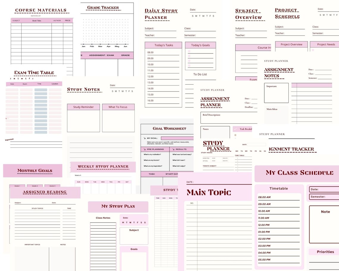 Student Planner, Study Planner, Project Schedule, Semester Plan ...