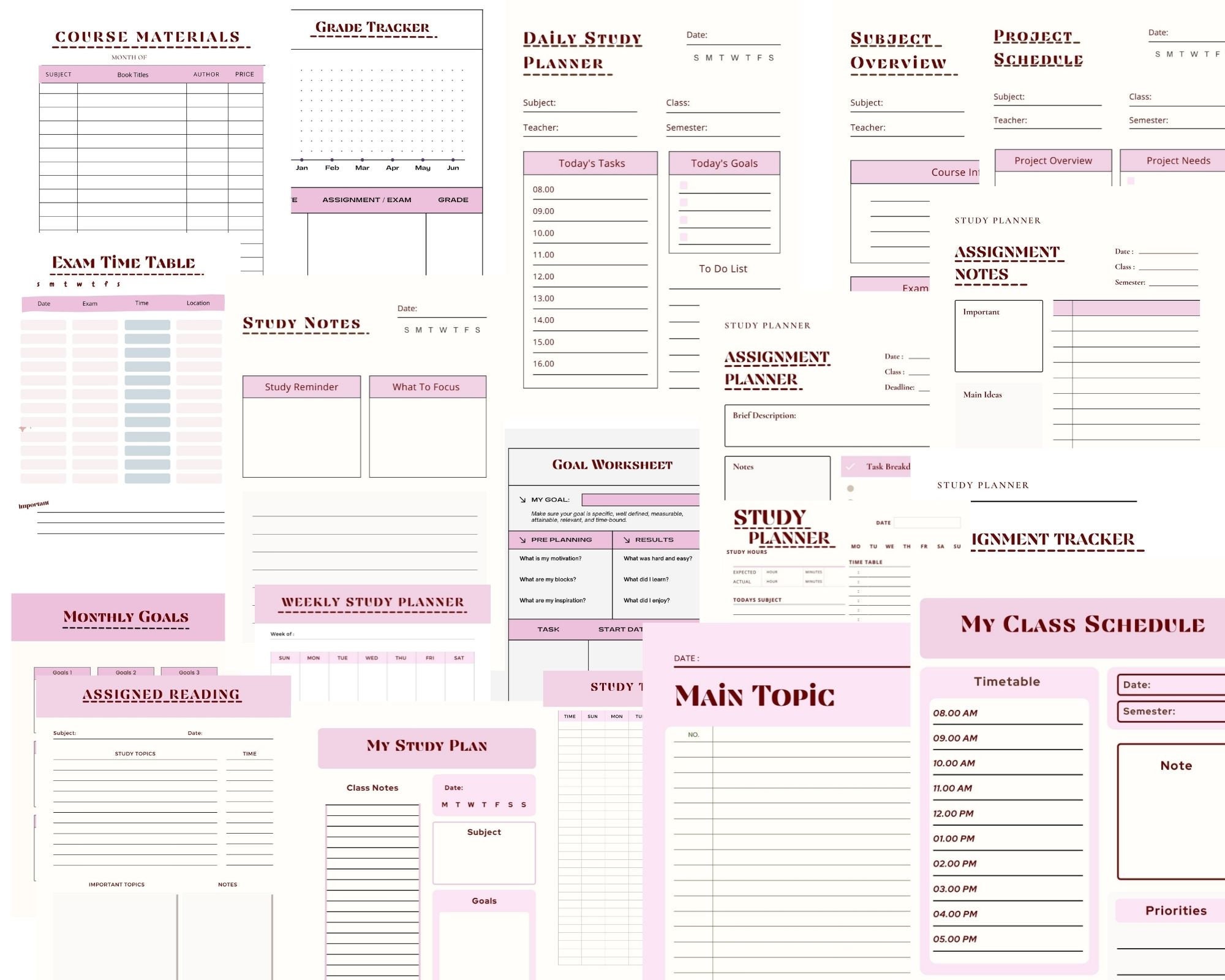 Student Planner, Study Planner, Project Schedule, Semester Plan ...