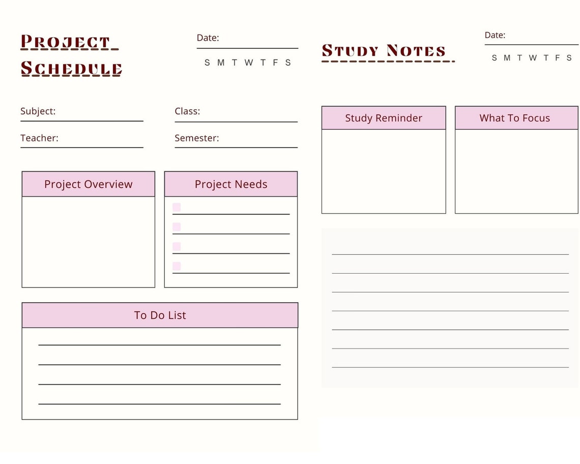 Student Planner, Study Planner, Project Schedule, Semester Plan ...