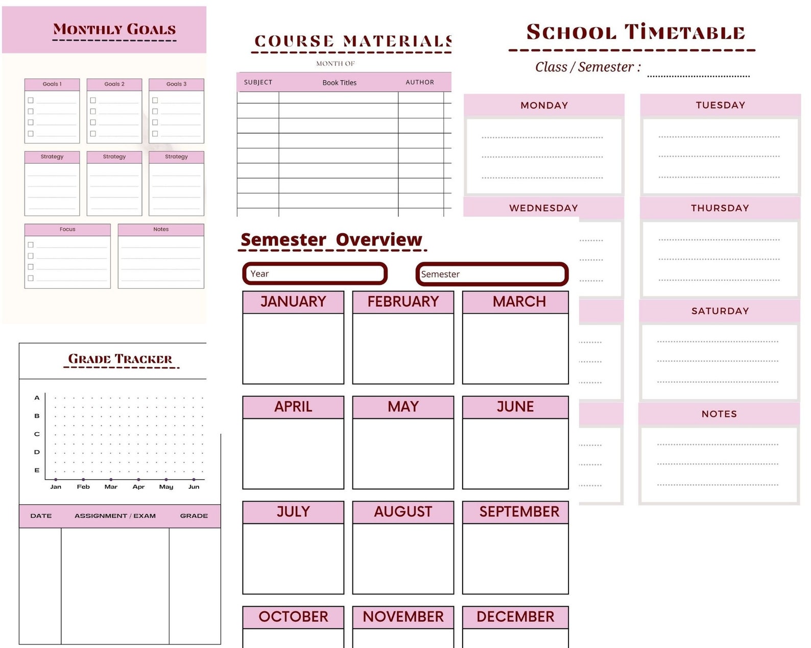 Student Planner, Study Planner, Project Schedule, Semester Plan ...