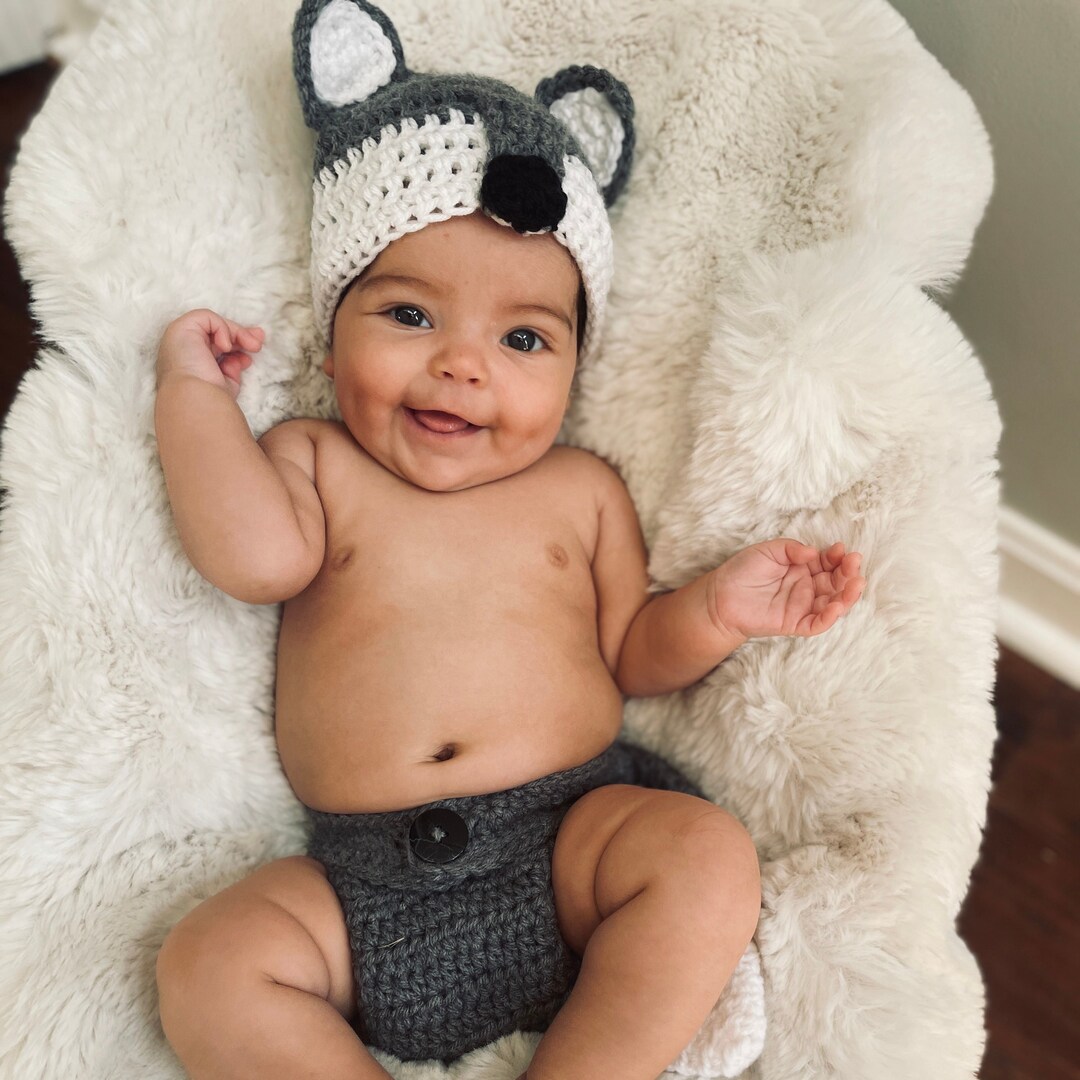 Wolf Diaper Cover Set, Gray Fox Diaper Cover Set, Crochet Diaper Cover ...