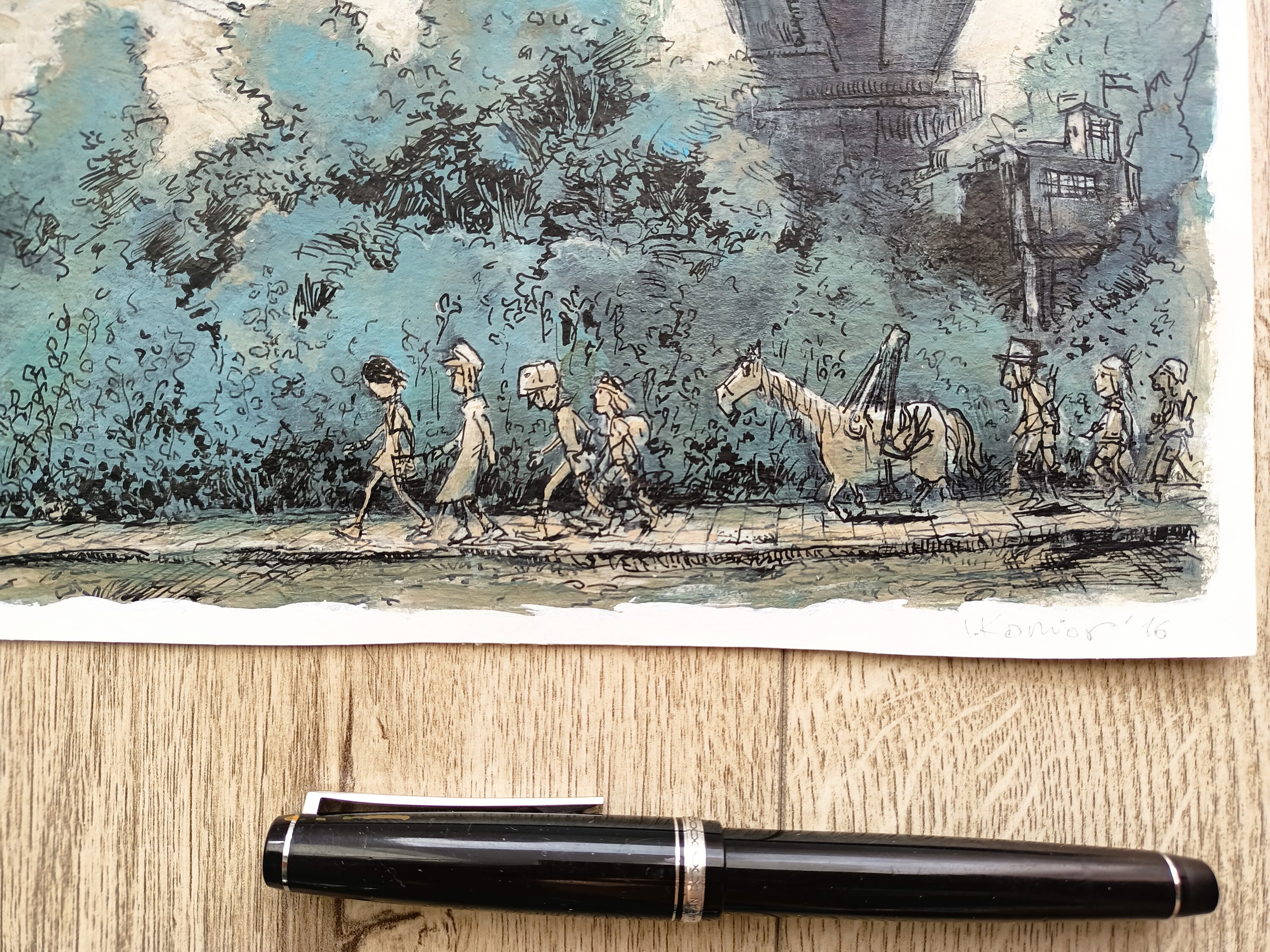 The Bridge, Acrylic Comic Painting by Irek Konior - Etsy