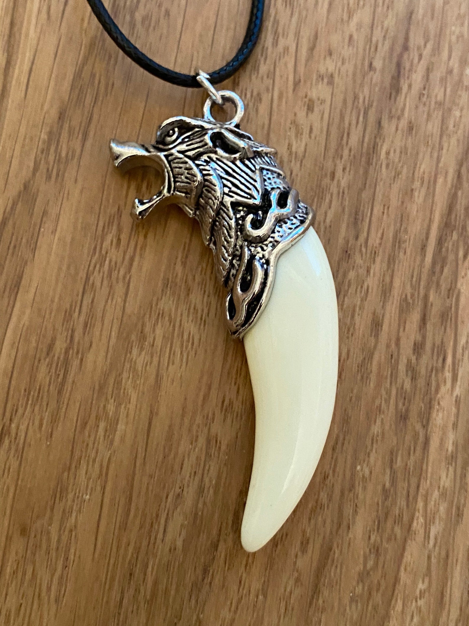 Wolf Tooth Pendant Wolf Head off White and Black Resin - Etsy