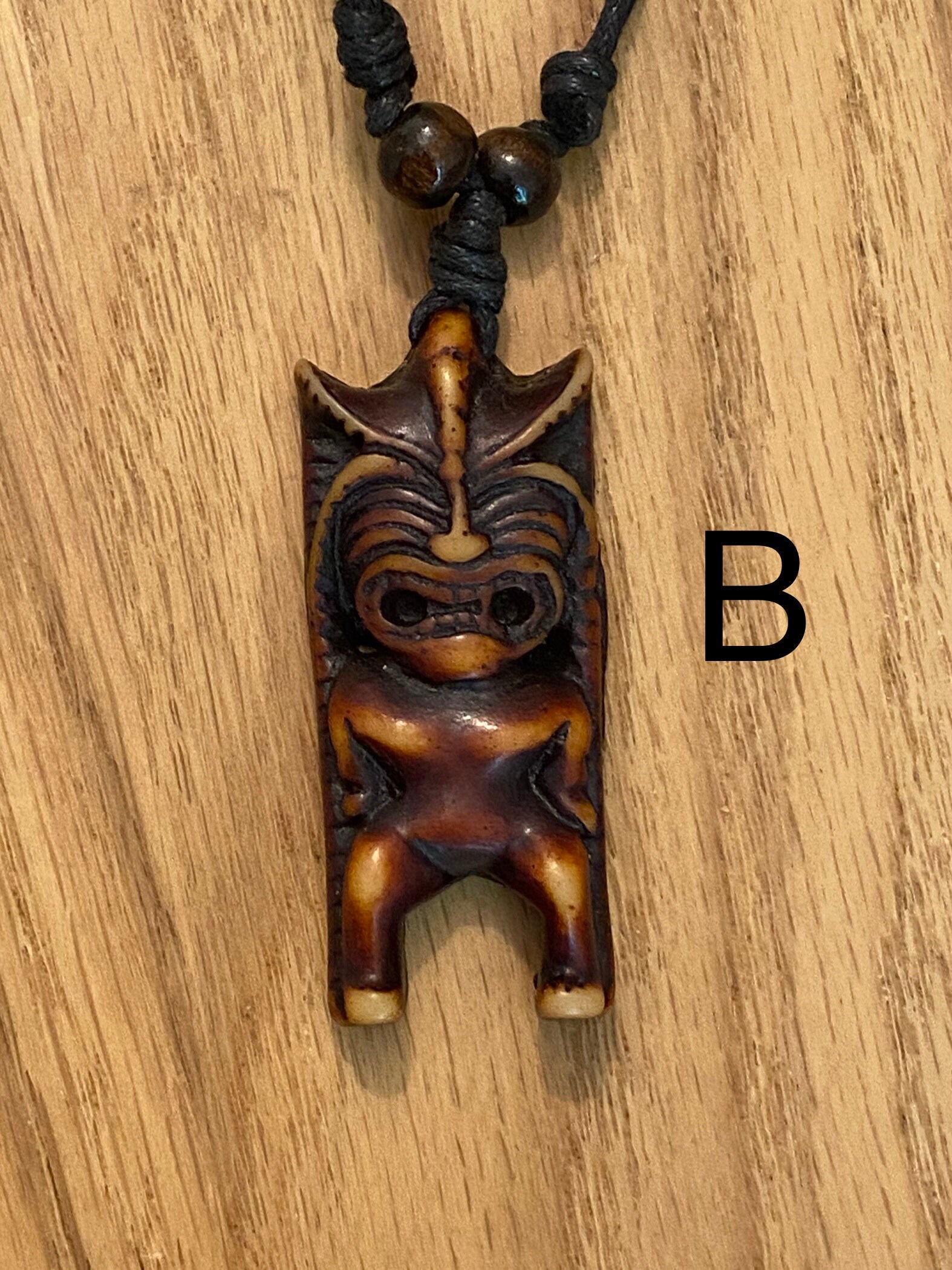 Maori / Hawaiian Pendant, on Waxed Cord. Tiki Pendant. - Etsy UK