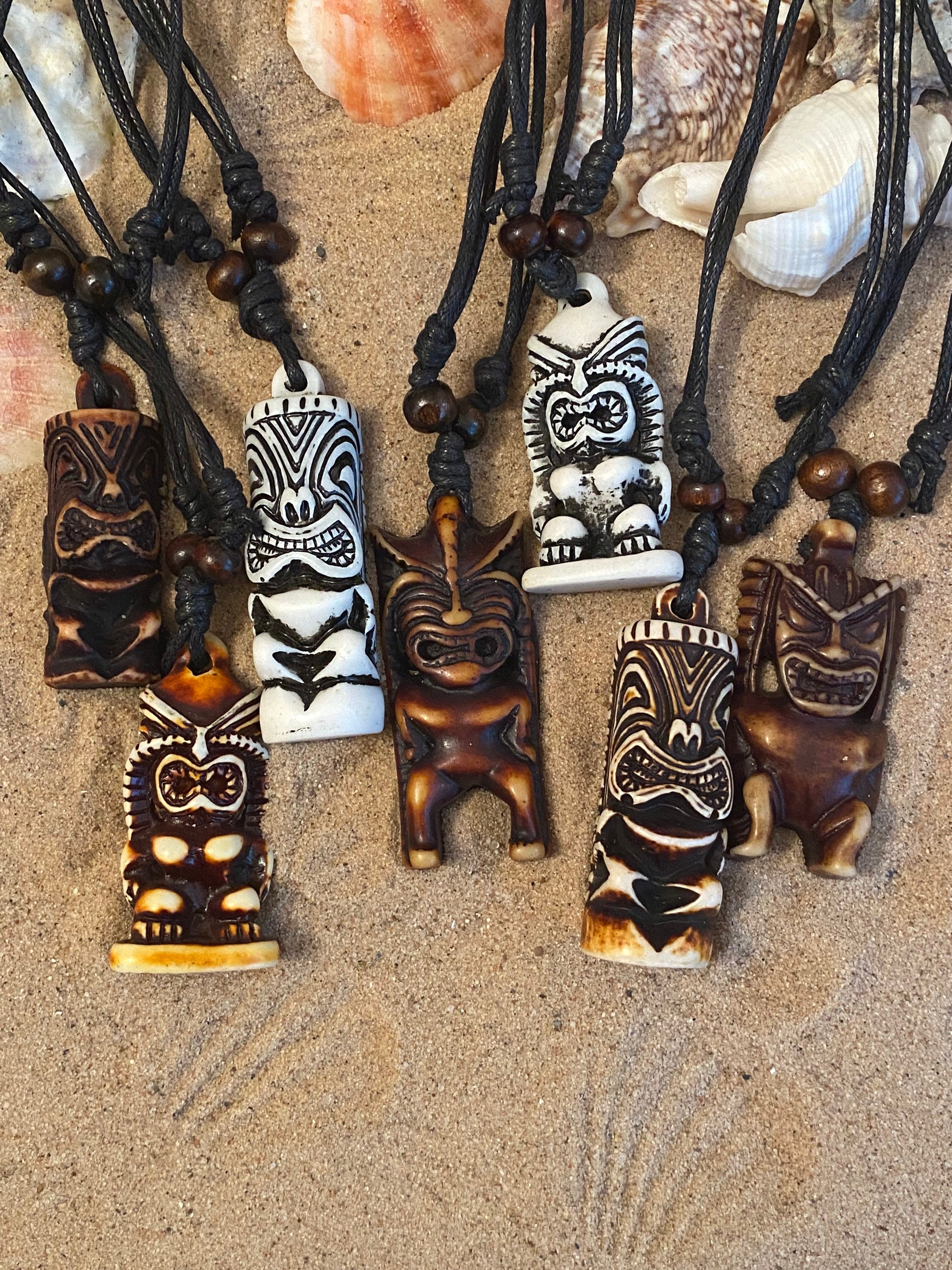 Maori / Hawaiian Pendant, on Waxed Cord. Tiki Pendant. - Etsy UK