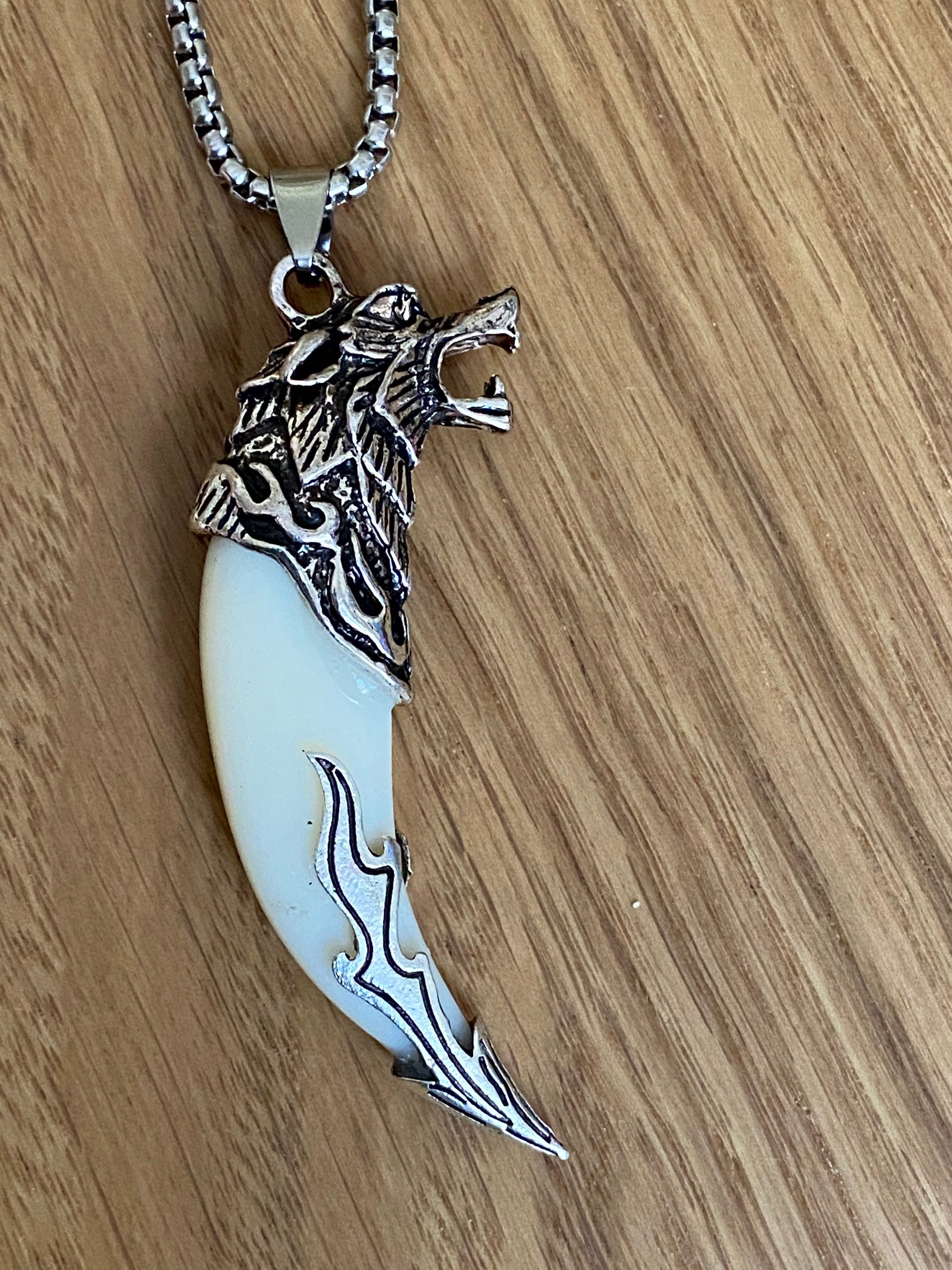 Wolf Tooth Pendant. Wolf Head,resin Tooth. Ancient Chinese Pendant ...