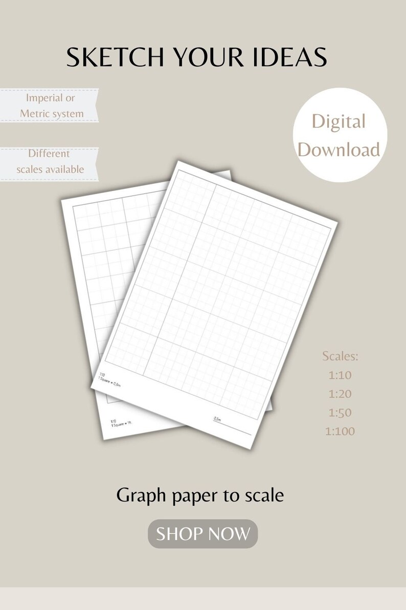 Graph Paper to Scale Metric System. Digital Download. Scaled - Etsy