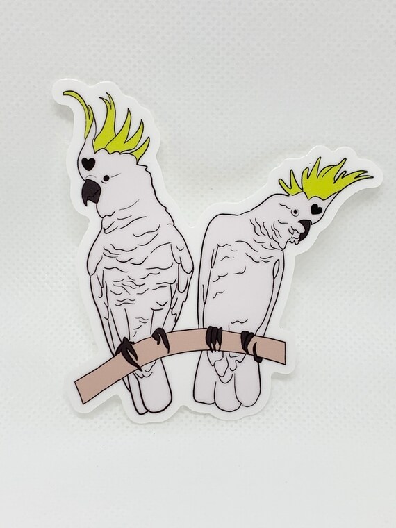 Pair of Sulphur-crested Cockatoos Sticker L Waterproof Vinyl - Etsy