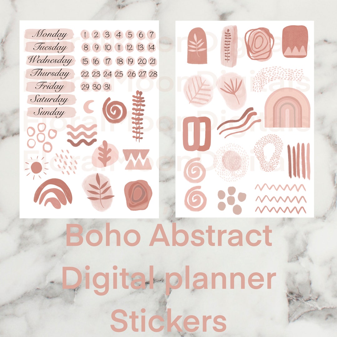 Digitale Planer Sticker boho abstrakte Sticker druckbare Sticker - Etsy.de