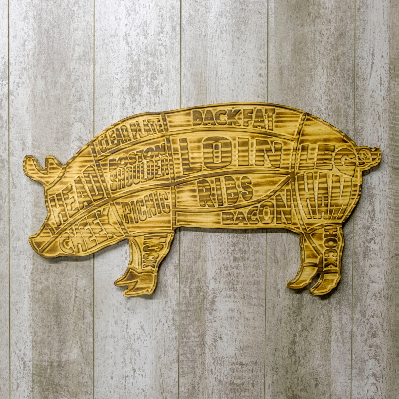 Medium Pork Meat Map Sign in Pine for your Backyard BBQ or | Etsy