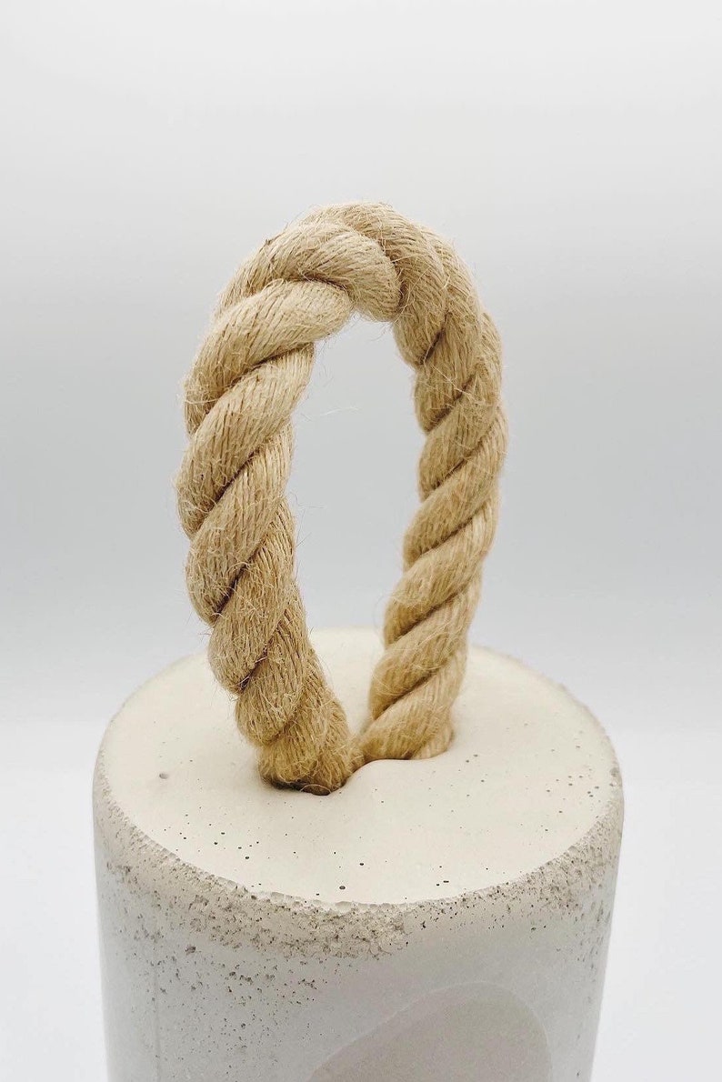 Cement Doorstop, White Stripe Door Stopper With Jute Base, Modern ...