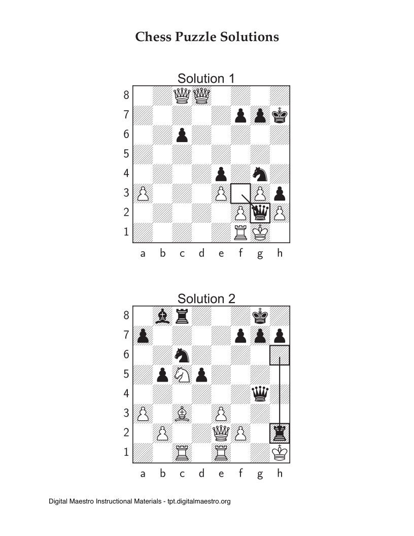 20 Chess Puzzles Mate in One Move With Solutions - Etsy