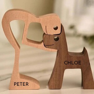 Handmade Family Puppy Wooden Dog Decor Sculptures Craft Creative ...