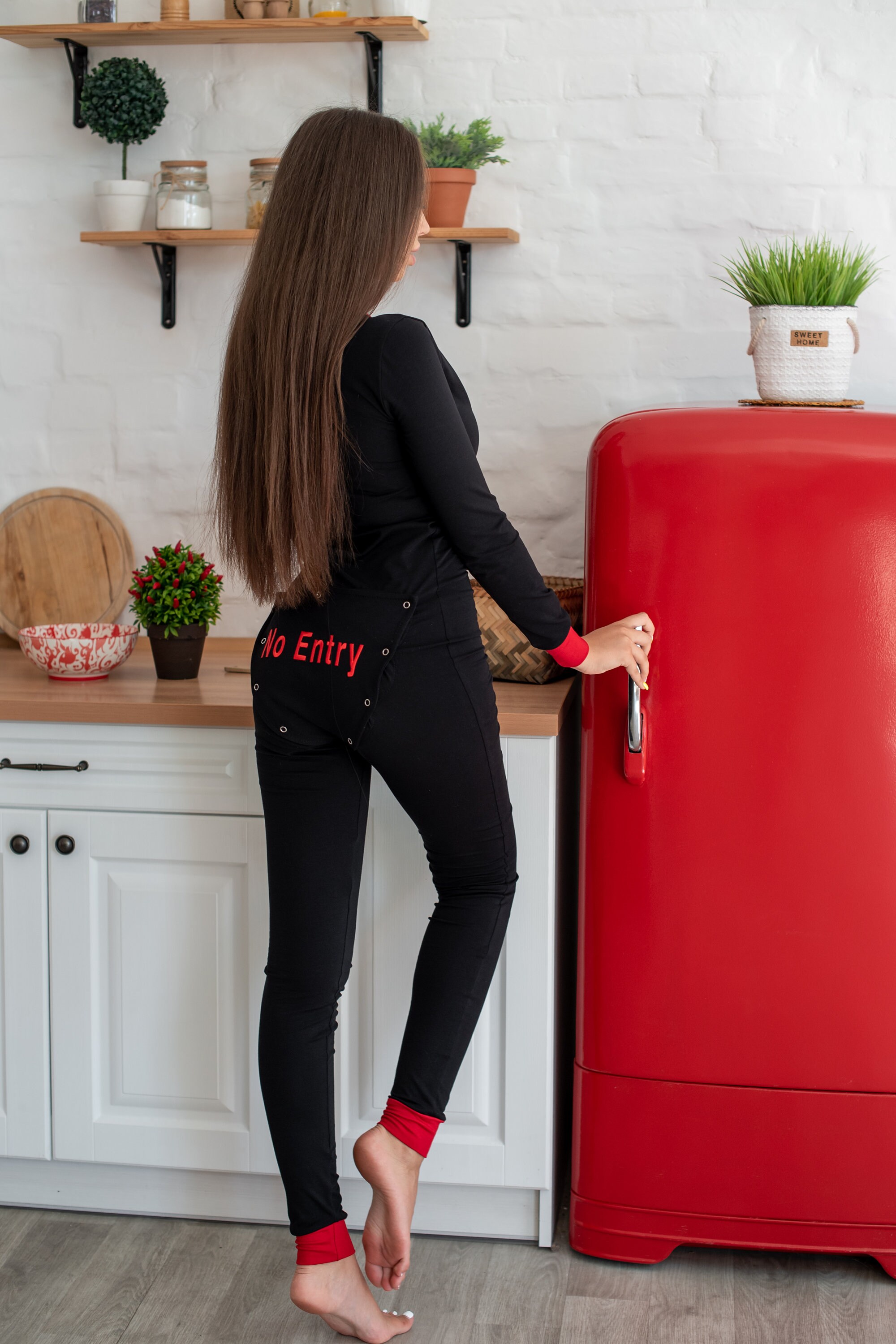 Cotton Butt Flap Pajamas Jumpsuit - "no Entry" Sweetjama - Etsy