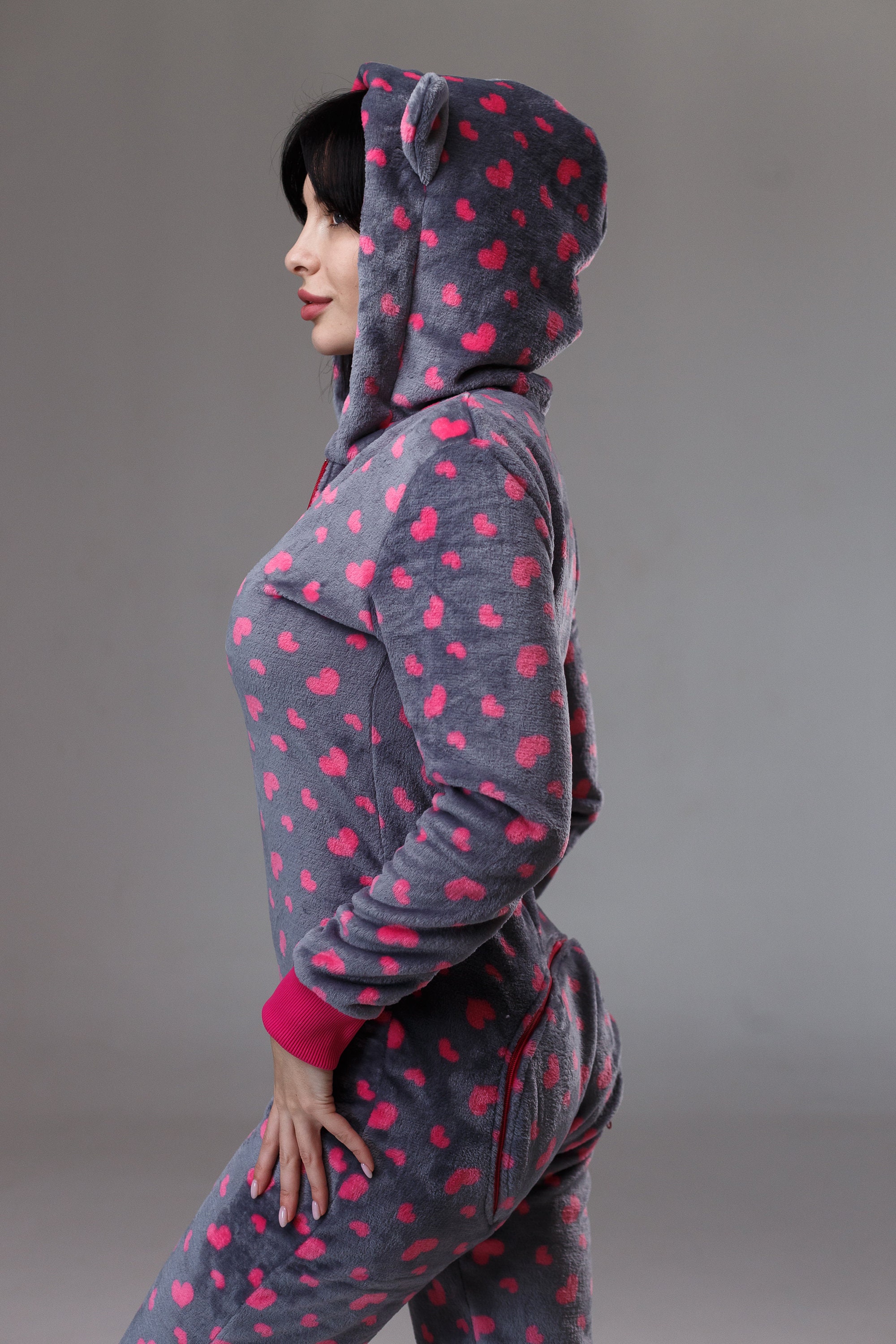 Womens Cozy Terry Butt Flap Pajamas Sweetjama Frozy With A Hood Cute