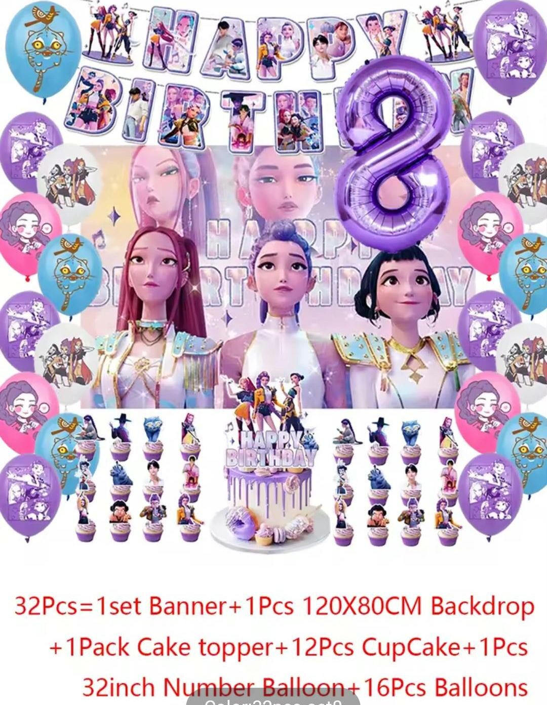 HUNTRIX K Pop Demon Hunters Birthday Decor Balloons Banners - Etsy UK