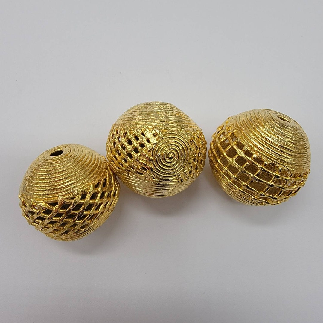 Large Round Ethnic Brass Beads, African Beads - Etsy