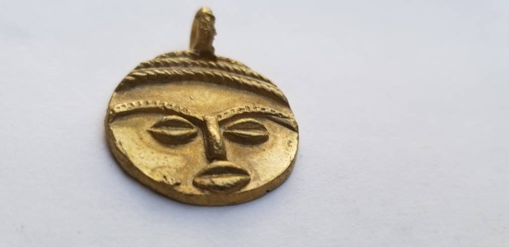 African Metal Mask, Ashanti Brass - Etsy