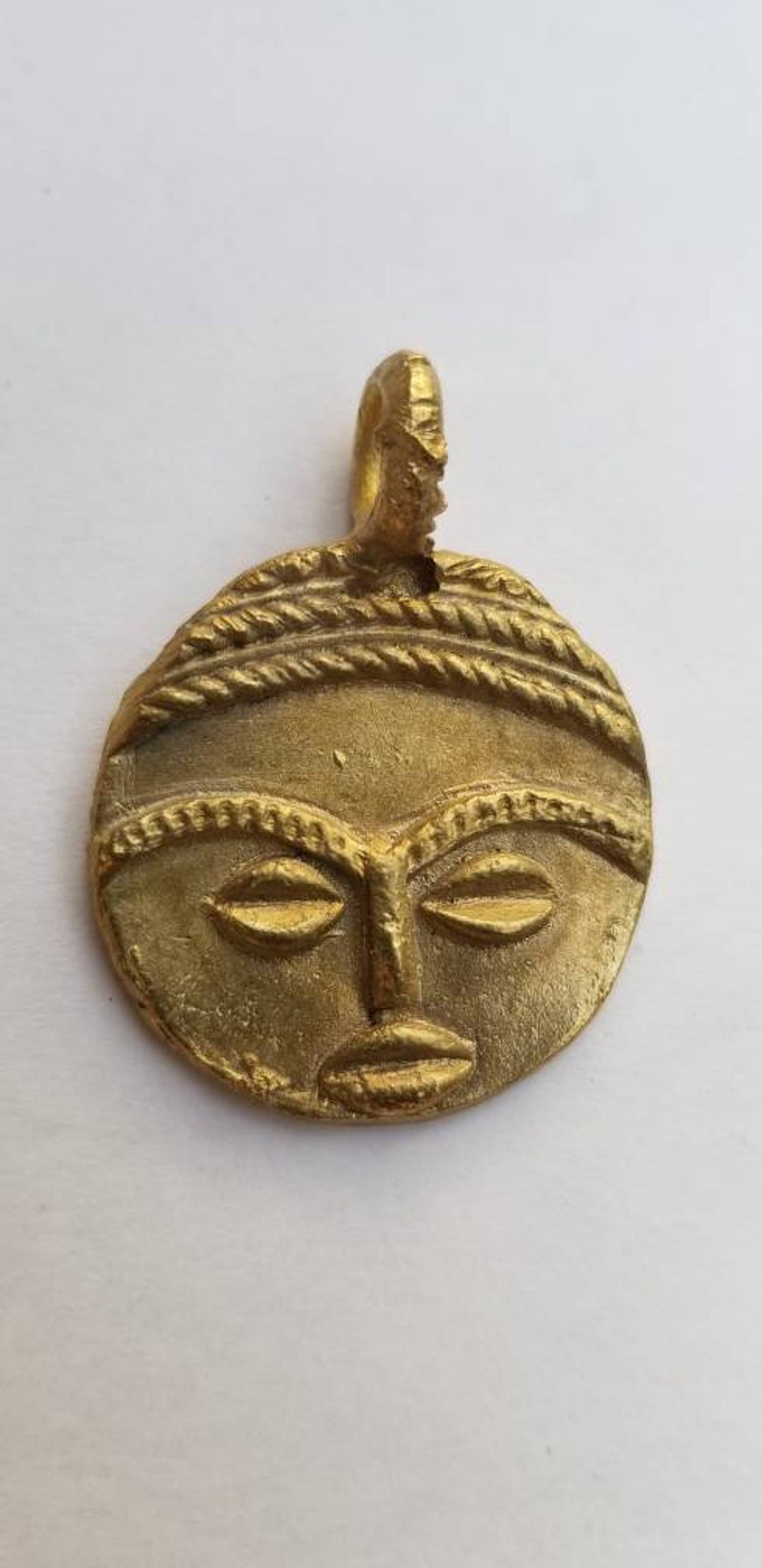 African Metal Mask, Ashanti Brass - Etsy