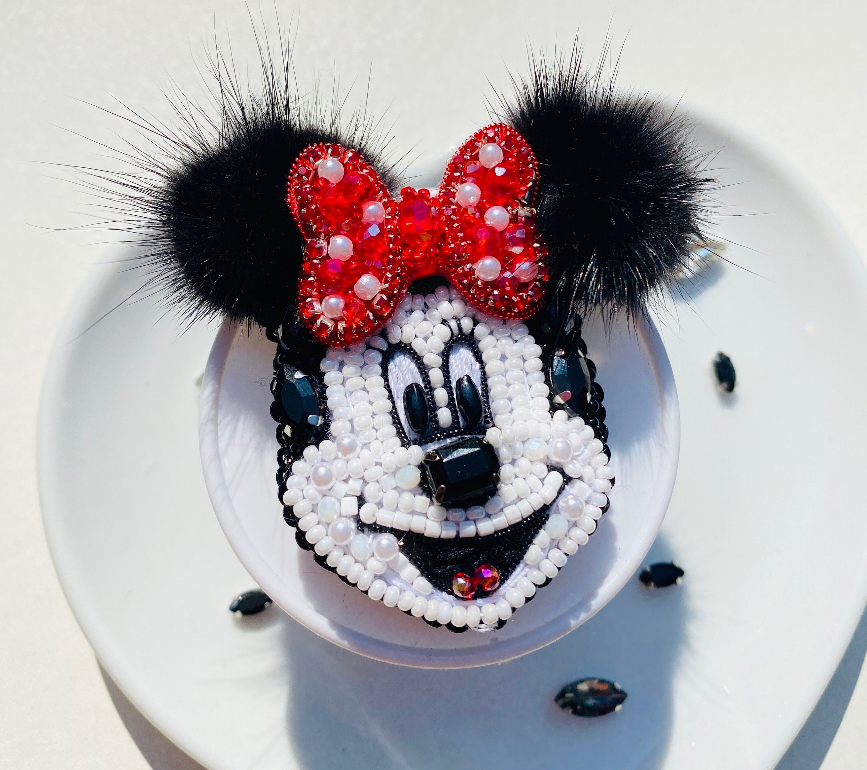 Mickey Mouse Bead Brooch, Cartoon Character Brooch, Girl Brooch, Mouse ...