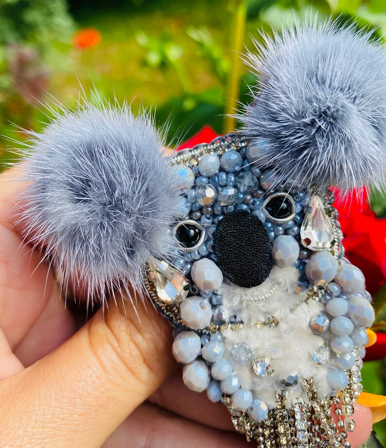 Koala Bead Brooch, Animals of Australia, Handmade Brooch, Fur Brooch - Etsy