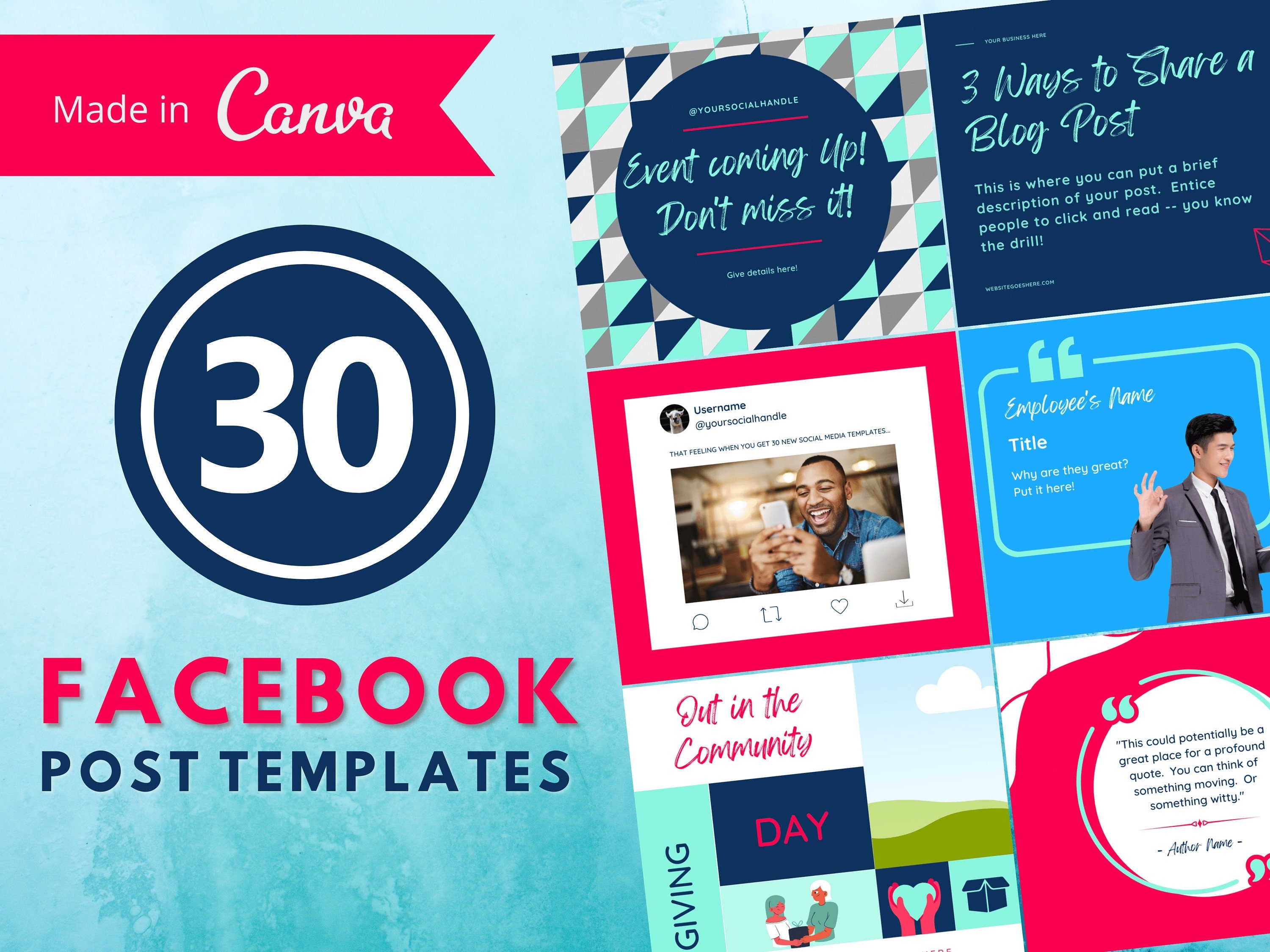 30 Social Media Post Templates for Facebook · Edit in Canva ...