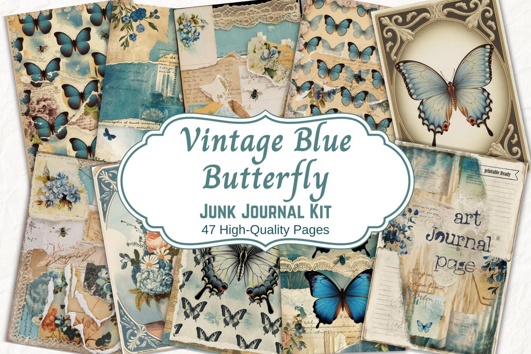Vintage Butterfly Junk Journal, Butterfly Junk Journal Pages, Vintage ...