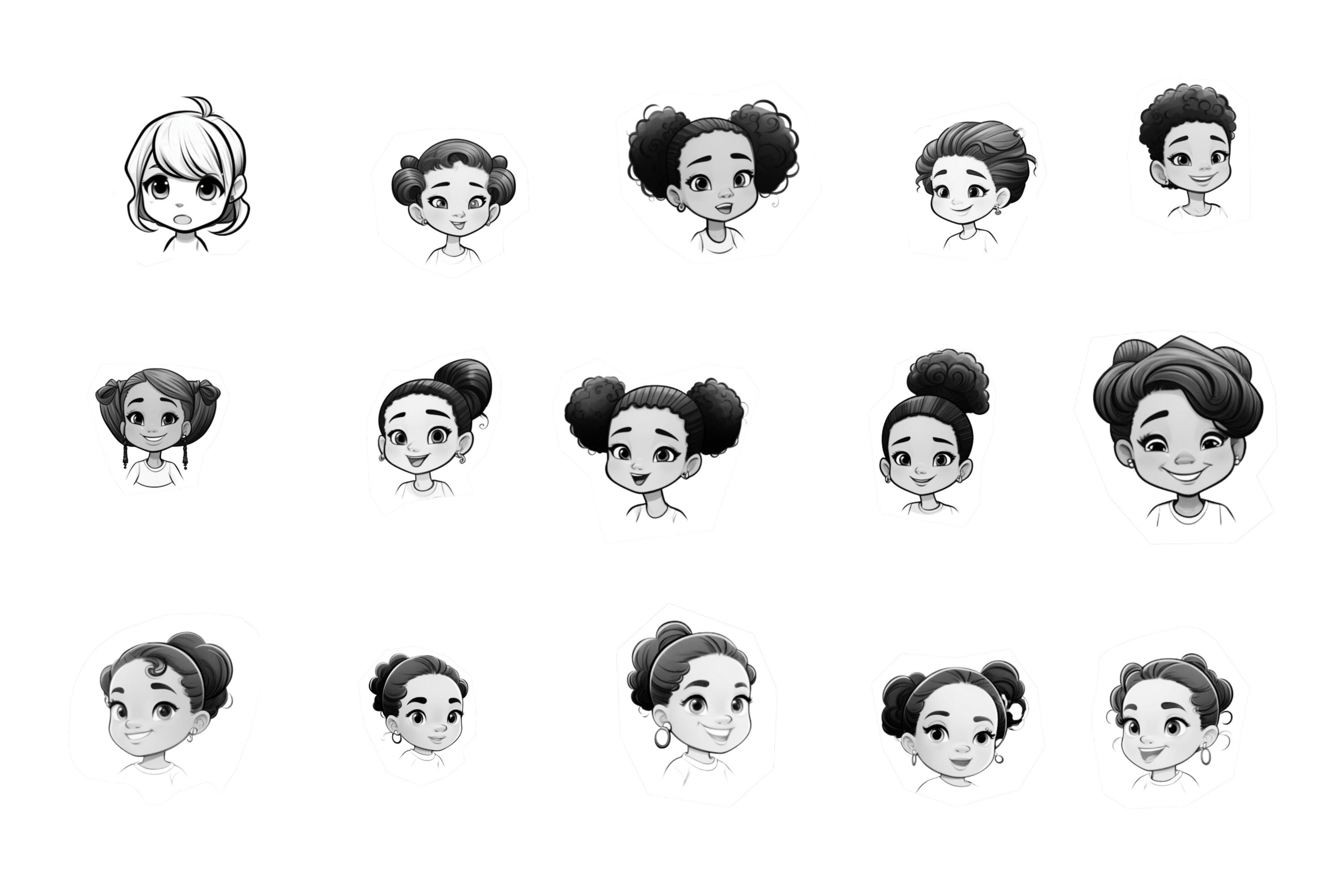 30 Chibi Heads for Procreate, Chibi Faces, Chibi Hair, Chibi Procreate ...