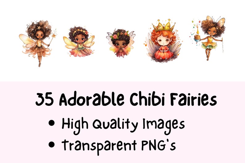 35 Chibi Fairy Clipart, Cute Chibi Fairy, Digital PNG, Cute Chibi ...