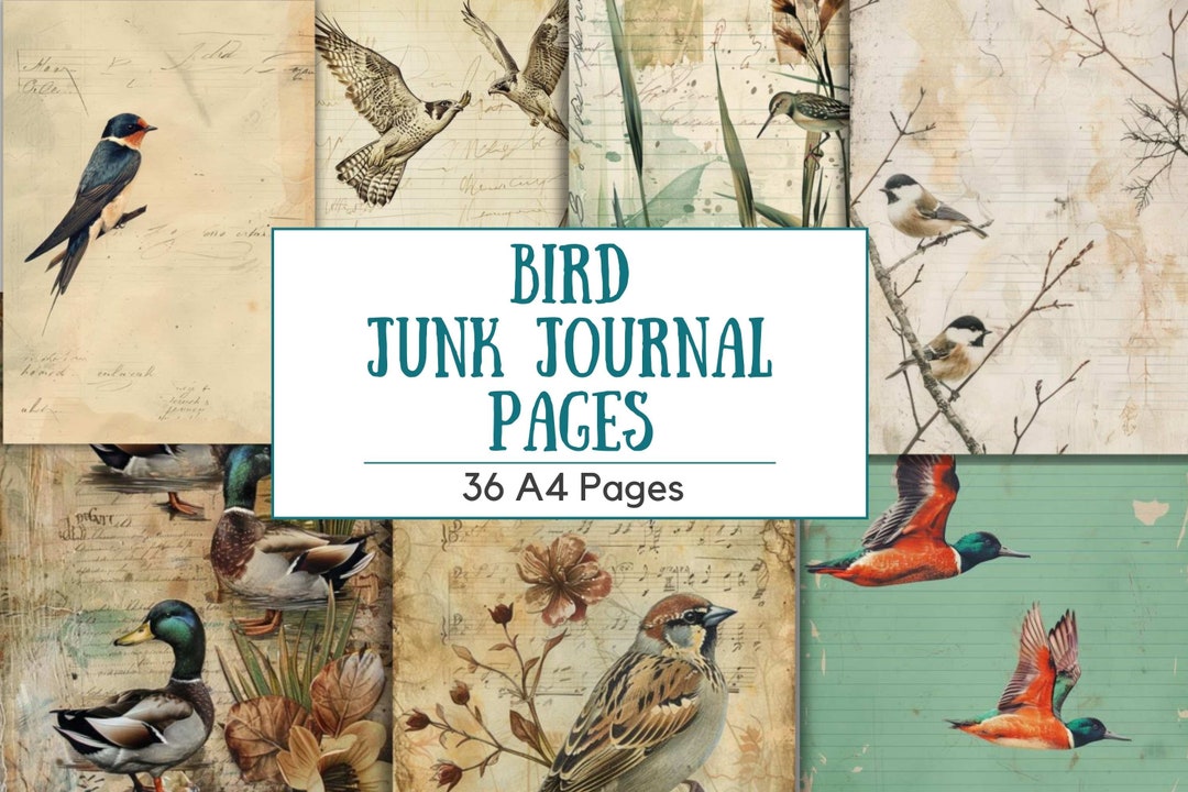 36 Bird Junk Journal Pages, Bird Junk Journal, Junk Journal Kit, Junk ...