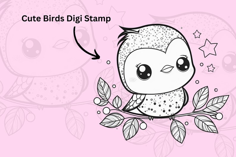 Cute Birds Digi Stamp Procreate Stamp Digi Stampdigital - Etsy