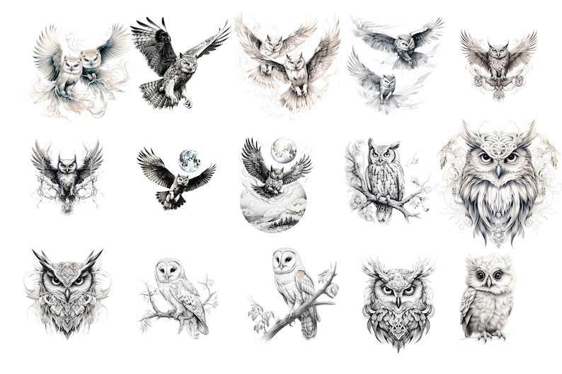 34 Owl Stamps, Owl Clipart, Owl Line Art, Whimsical Owl, Owl Stamp ...