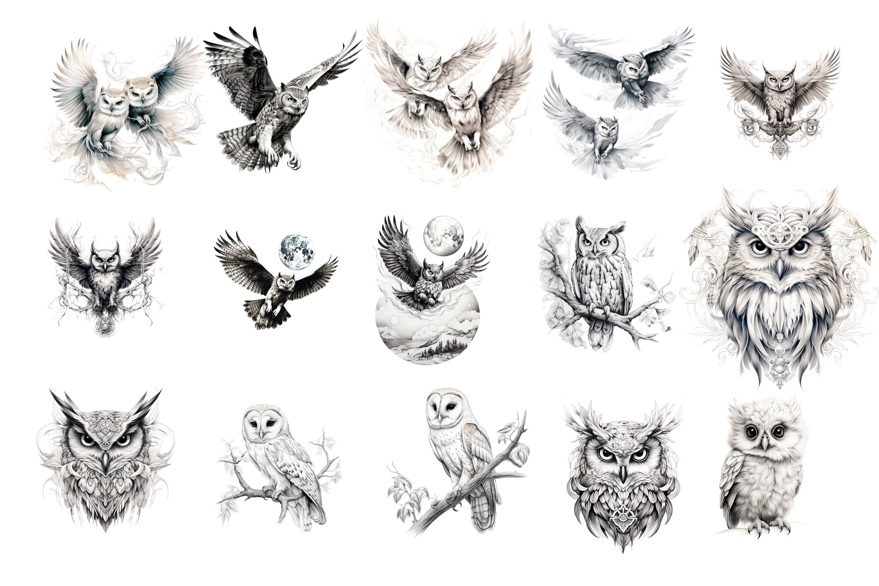 34 Owl Stamps, Owl Clipart, Owl Line Art, Whimsical Owl, Owl Stamp ...